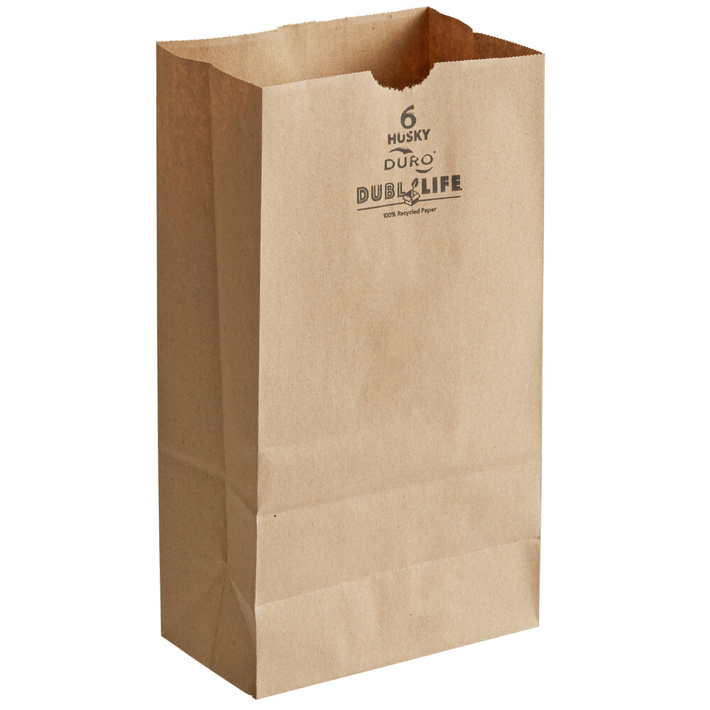 Duro Husky Dubl Life 6 lb. Heavy Duty Natural Kraft Paper Bag - 400/Bundle