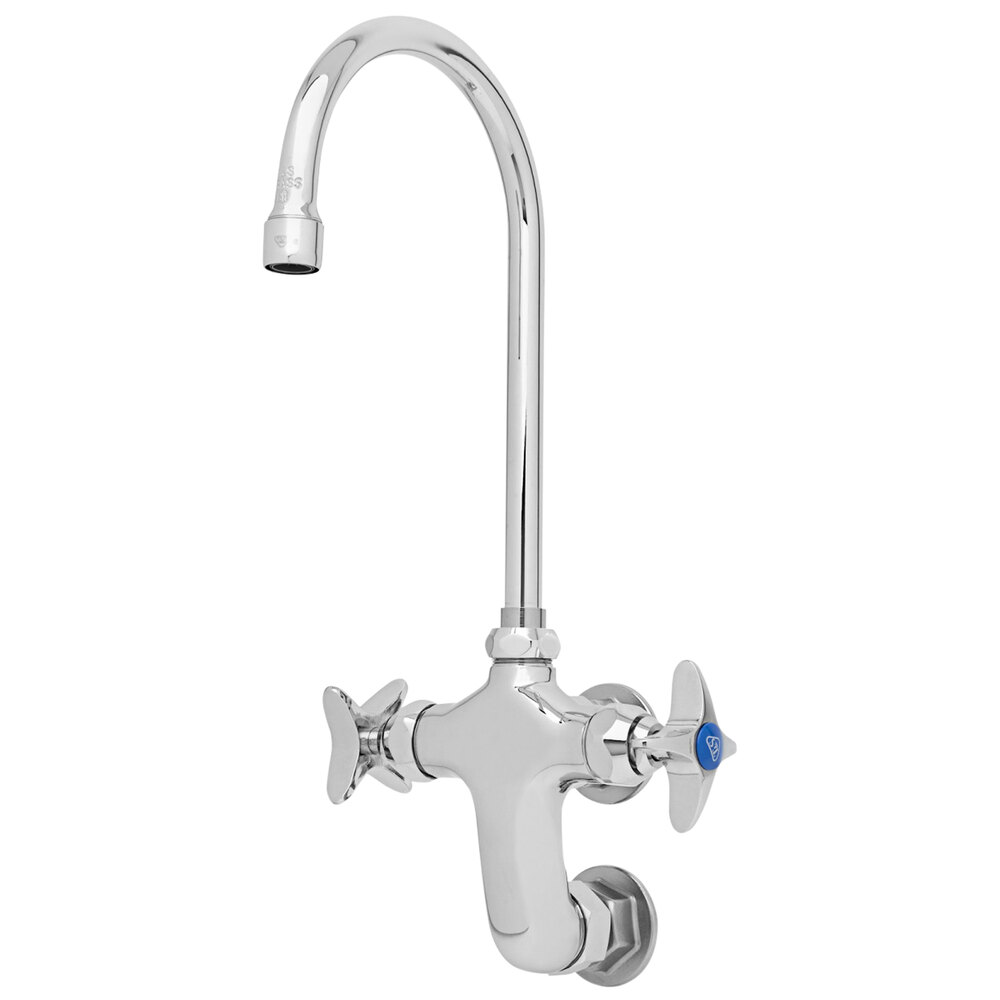 T&S B-0315 Wall Mounted Faucet with 5 3/4" Rigid Gooseneck Spout, 20.1 ...