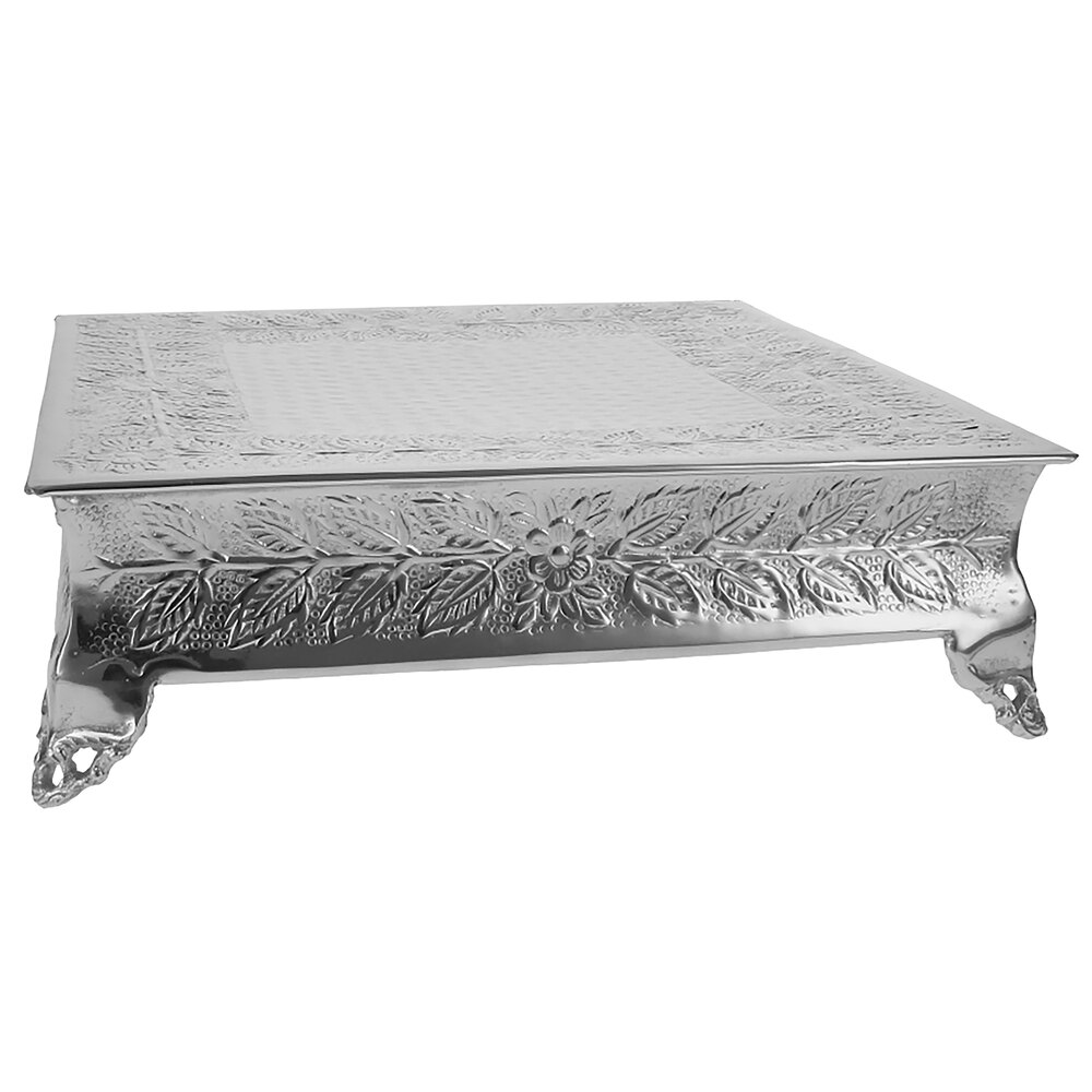 Tabletop Classics by Walco AC87718 18" Floral Nickel-Plated Square Cake ...