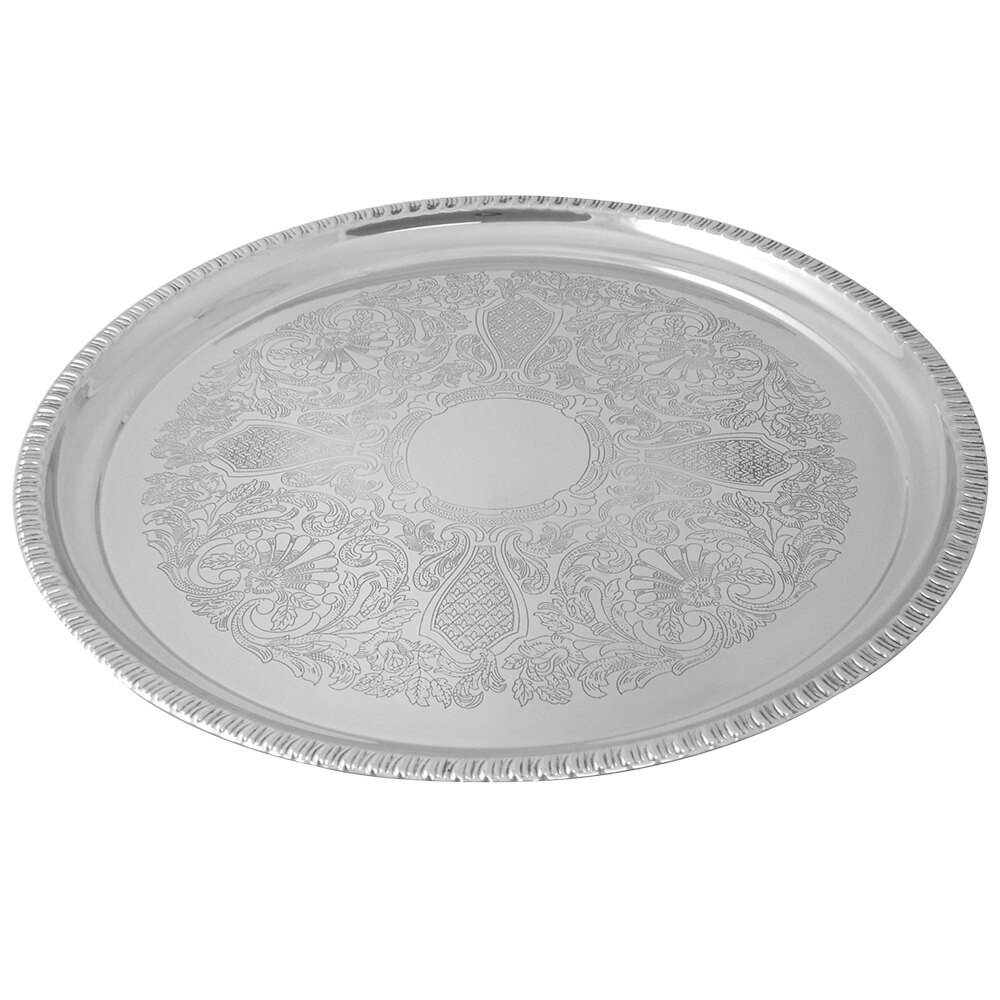 Tabletop Classics by Walco TR11232 12" Round Stainless Steel Tray with ...