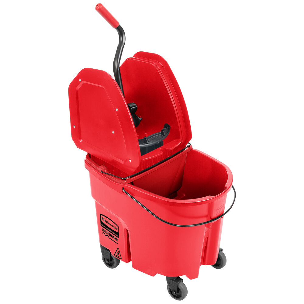 Rubbermaid® WaveBrake® 35 Qt. Red Mop Bucket with Down Press Wringer ...