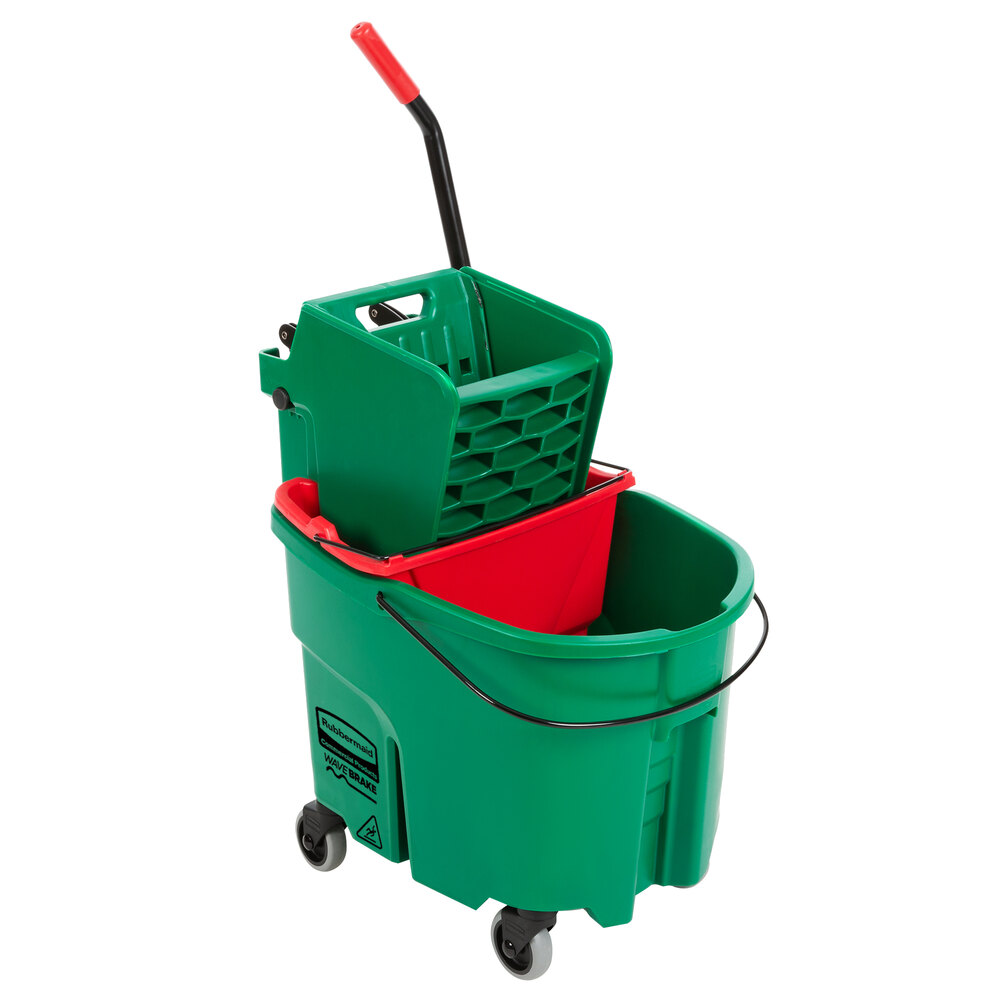 Rubbermaid® WaveBrake® 35 Qt. Green Mop Bucket with Side Press Wringer ...