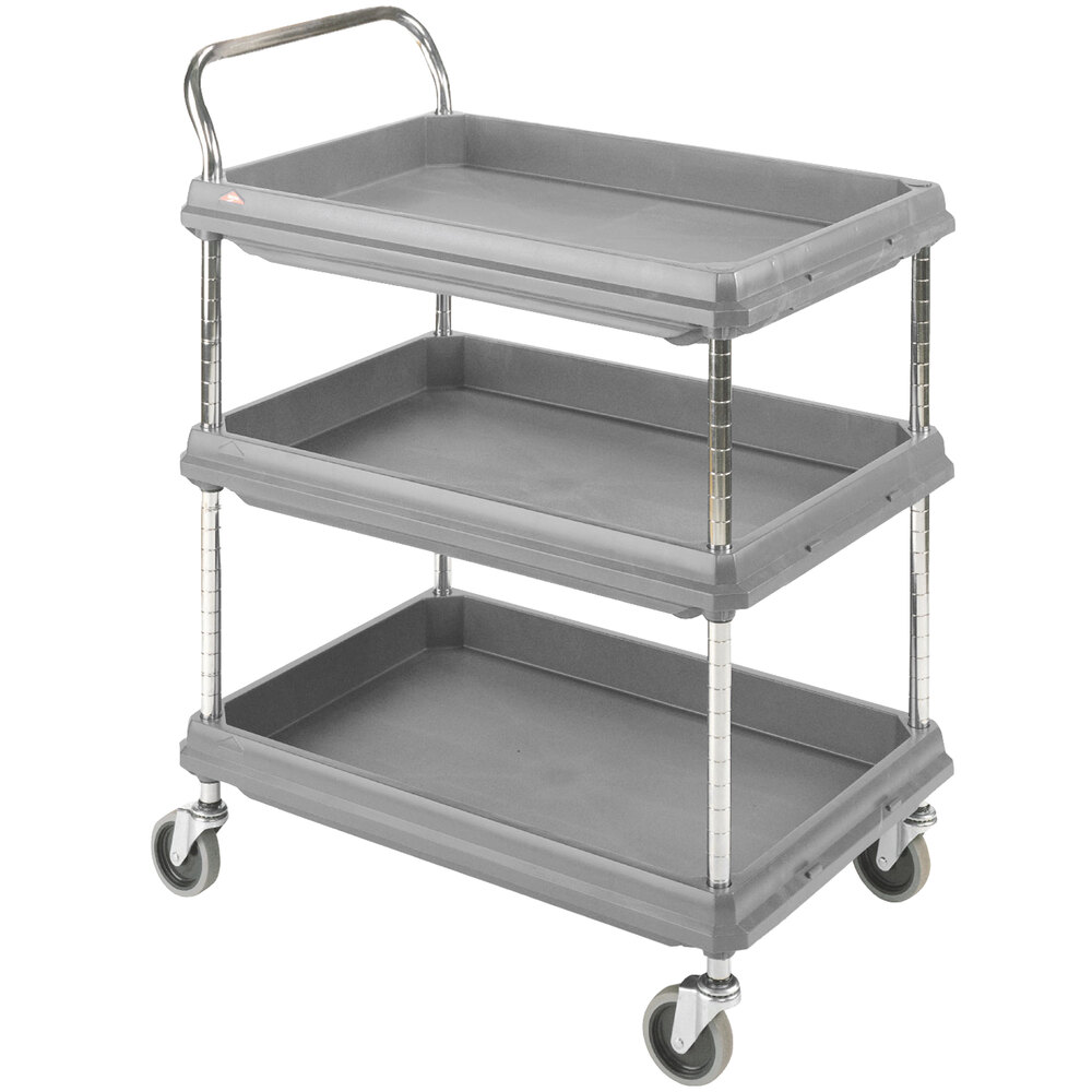 Metro BC2636-3DG Gray Utility Cart with Three Deep Ledge Shelves 38 3/4 ...
