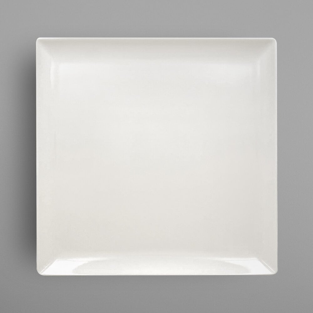 RAK Porcelain Nano 9 5/8" Ivory Porcelain Square Coupe Plate - 6/Case