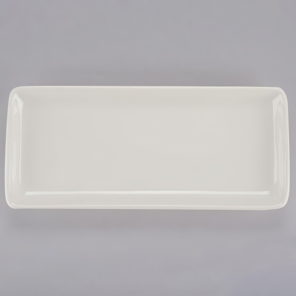Tuxton BEZ-1141 11 1/2" x 5" Eggshell Rectangular China Tray - 12/Case
