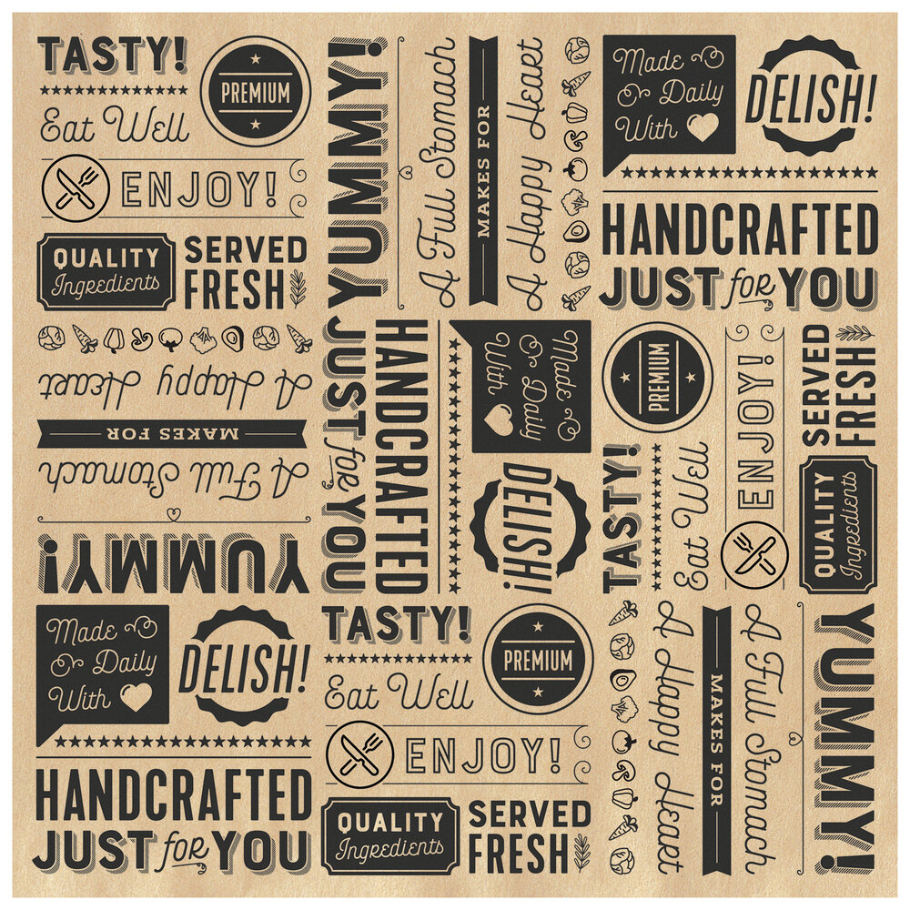 GET P-GT-1212-BR 12" x 12" Brown Typography Deli Sandwich Wrap Paper ...