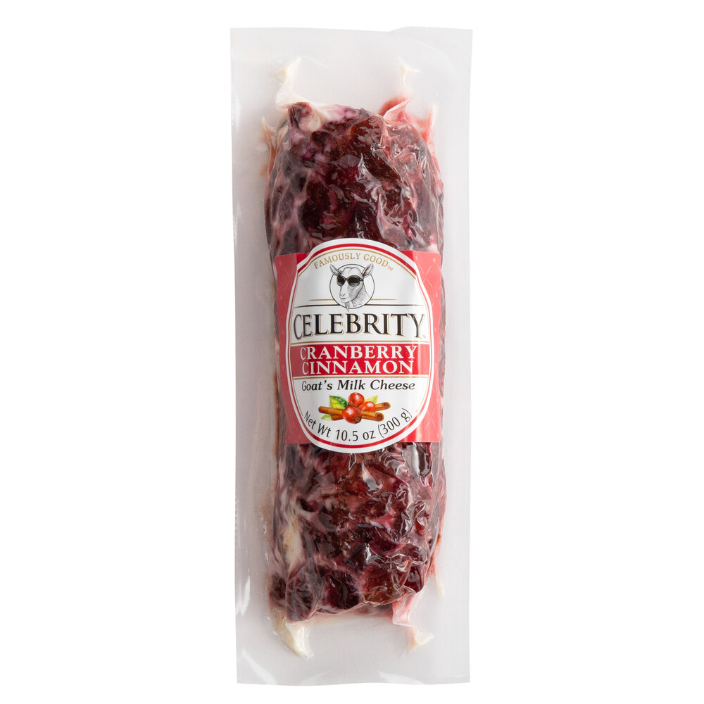 Celebrity Goat 10.5 oz. Cranberry Cinnamon Chevre Goat Cheese Log - 6/Case