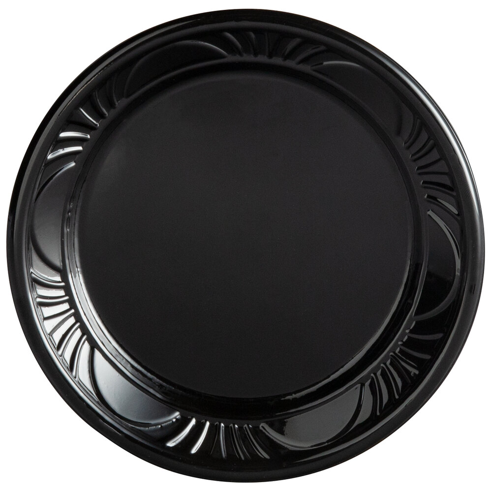 D&W Fine Pack BP06P-07 6" Black Pearl Plastic Plate - 1000/Case