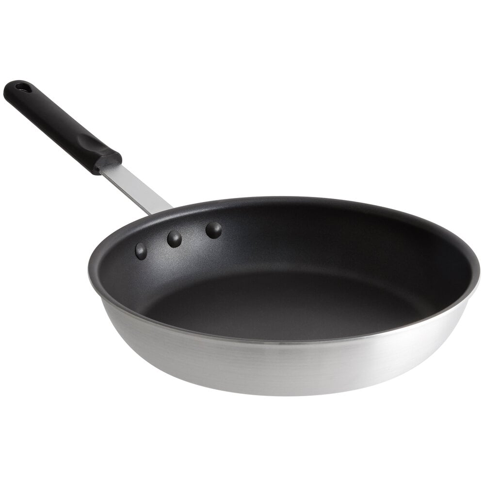 Choice 12" Aluminum Non-Stick Fry Pan with Black Silicone Handle
