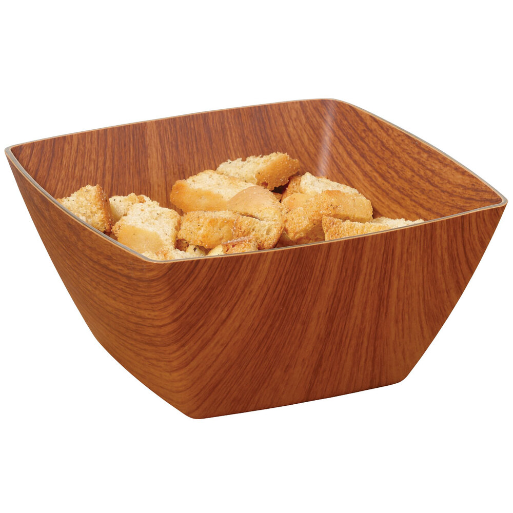 GET B-SQ-6-M Arbor 1 Qt. Square Faux Wood Polystyrene Bowl