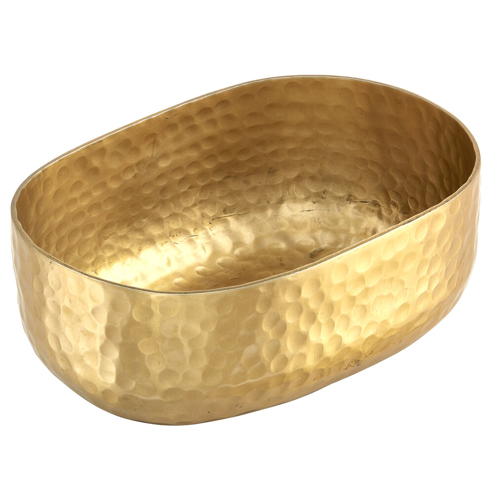 American Metalcraft ABHG46 25 oz. Gold Hammered Aluminum Oval Serving Bowl