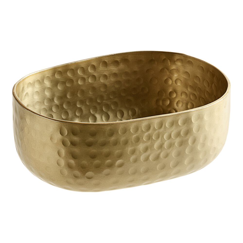 American Metalcraft ABHG46 25 oz. Gold Hammered Aluminum Oval Serving Bowl
