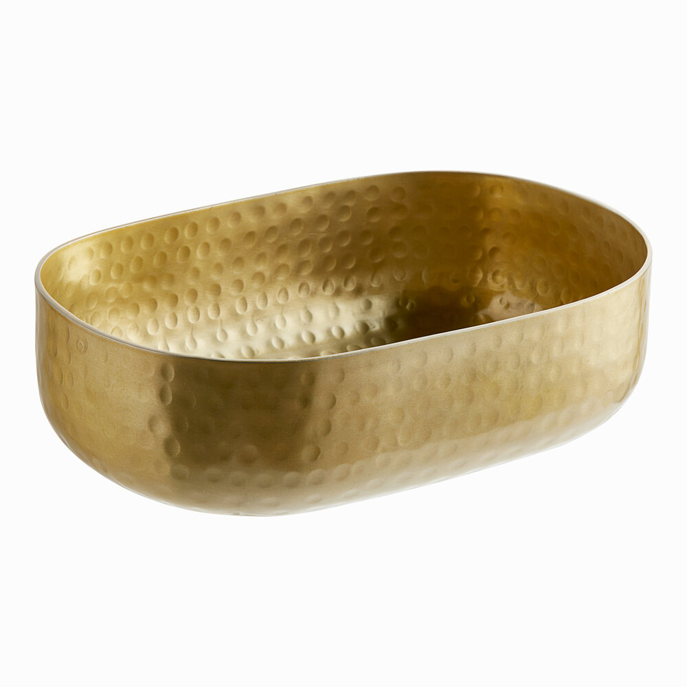 American Metalcraft ABHG69 48 oz. Gold Hammered Aluminum Oval Serving Bowl