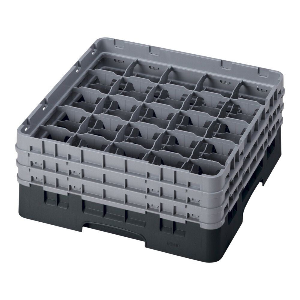 Cambro 25S638110 Camrack 6 7/8" High Customizable Black 25 Compartment ...