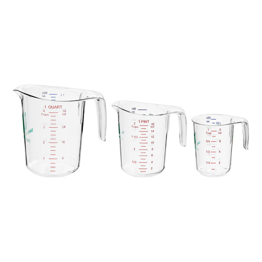 WebstaurantStore 3-Piece Clear Plastic Measuring Cup Set