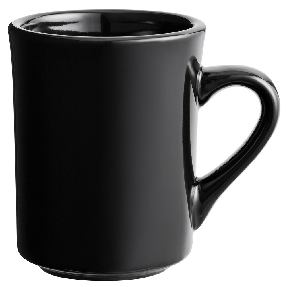 Acopa 8 oz. Customizable Black Tiara Stoneware Mug - 36/Case