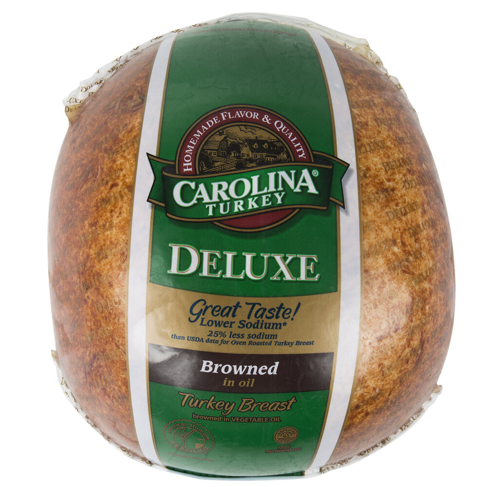 Carolina Turkey Deluxe 9 lb. Oil Brazed Skinless Turkey Breast - 2/Case