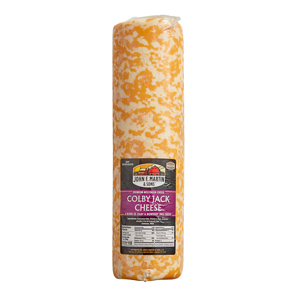John F. Martin Colby Jack Longhorn Cheese 6 lb. Solid Log - 4/Case