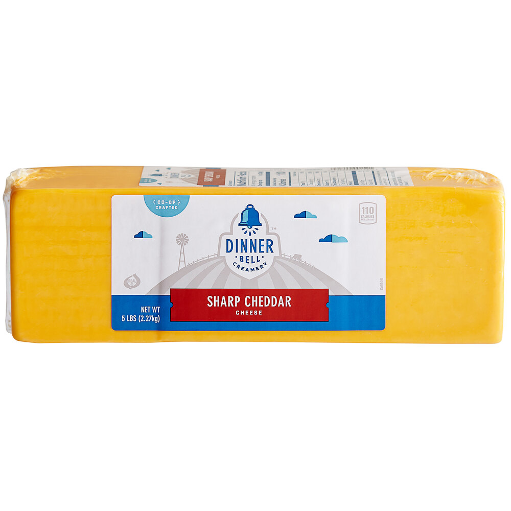 Yellow Sharp Cheddar Cheese 5 lb. - 2/Case