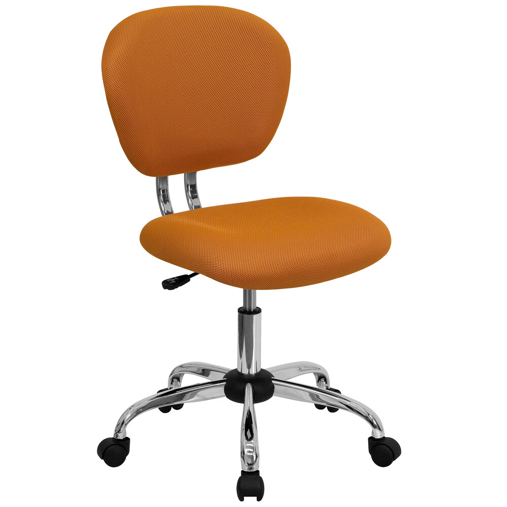 Flash Furniture H-2376-F-ORG-GG Mid-Back Orange Mesh Office Chair with ...