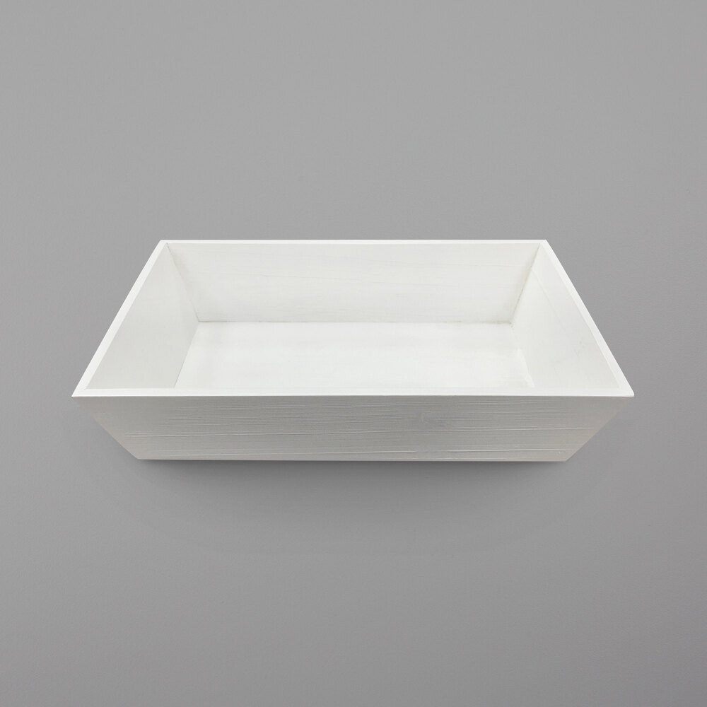 GET WDT-002-WW 18" x 12" x 4" White Wood Rectangular Tray