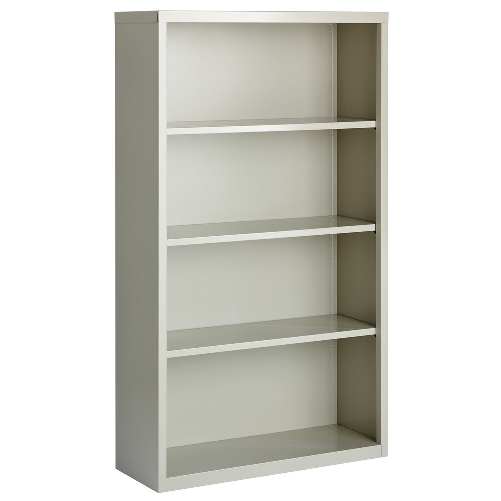 Hirsh 21994 Light Gray 4-Shelf Welded Steel Bookcase - 34 1/2" x 13" x 60"