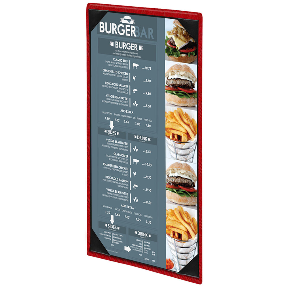 Menu Solutions 810BA Slim Line 4 1/4" x 11" Customizable 1 View Menu Cover