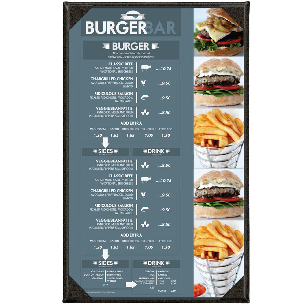 Menu Solutions K015G Kensington 11" x 17" Customizable 1 View Menu Cover