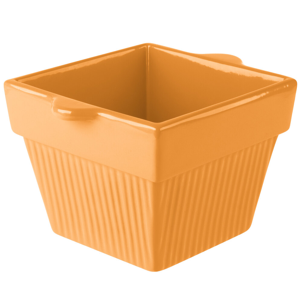 TableCraft CW1460X 1.5 Qt. Orange Cast Aluminum Square Condiment Bowl