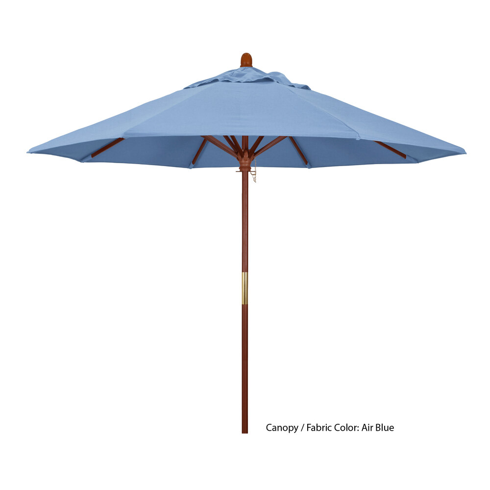 California Umbrella MARE 908 SUNBRELLA 1A Grove 9' Round Push Lift Umbrella with 1 1/2" Hardwood ...