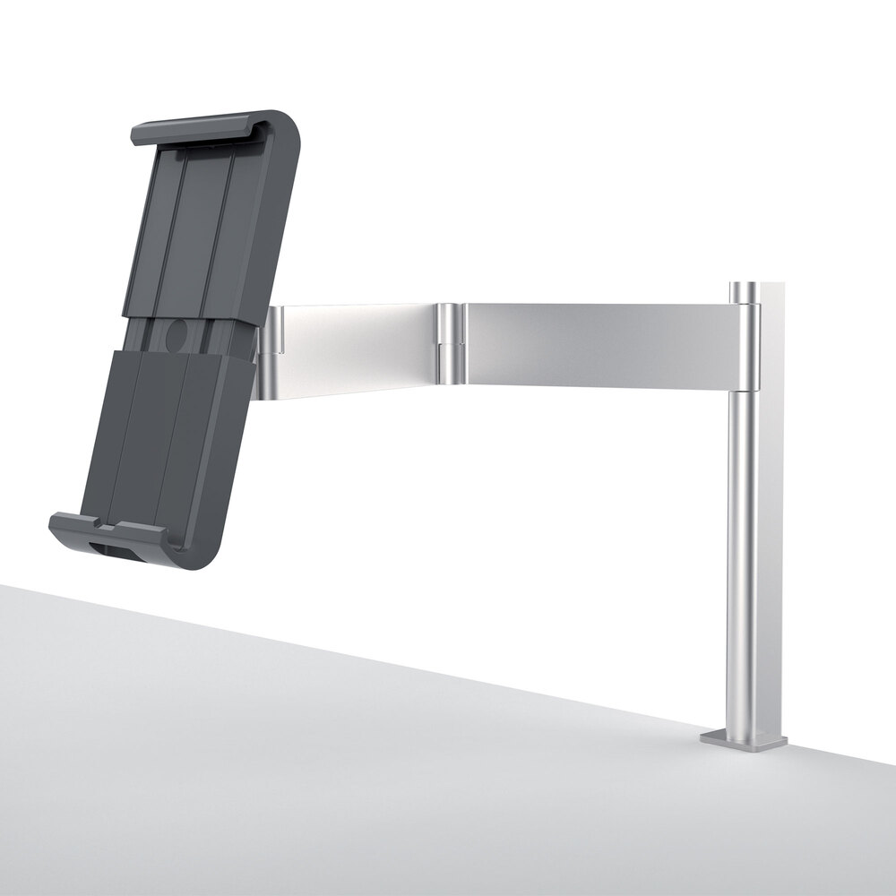 Durable 893123 Silver Metal Table Clamp Tablet Holder with Swinging Arm