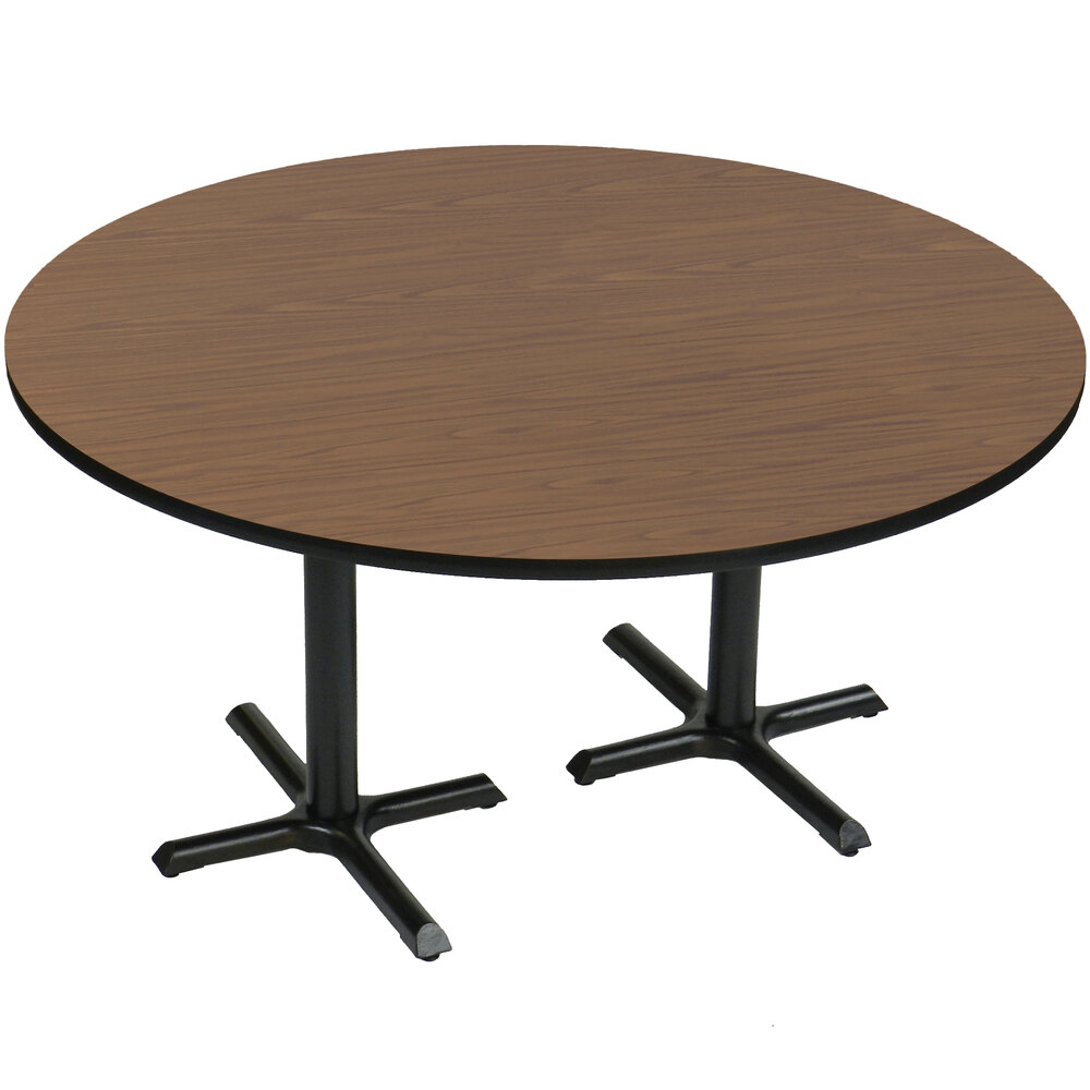 Correll 60" Round Walnut Finish / Black Table Height High Pressure Cafe ...