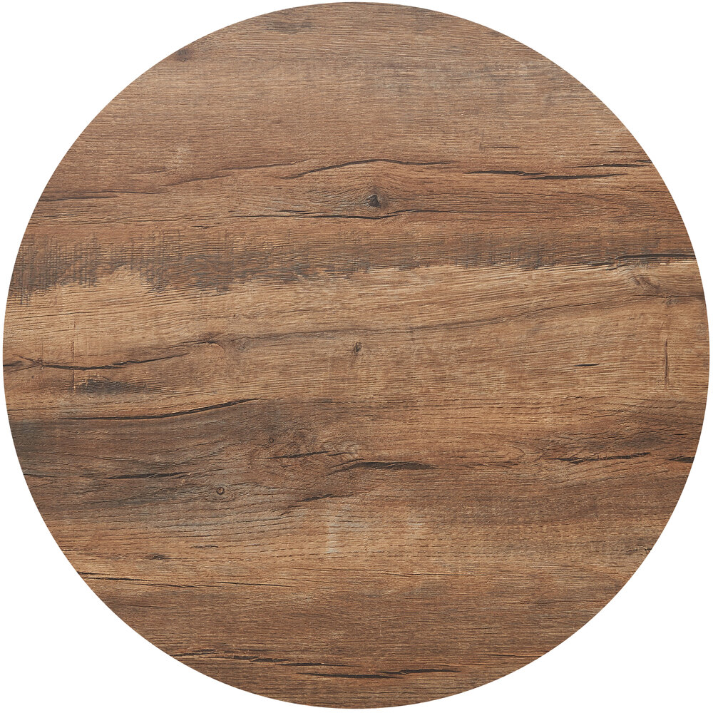 BFM Seating Relic Knotty Pine 36" Round Melamine Table Top with ...