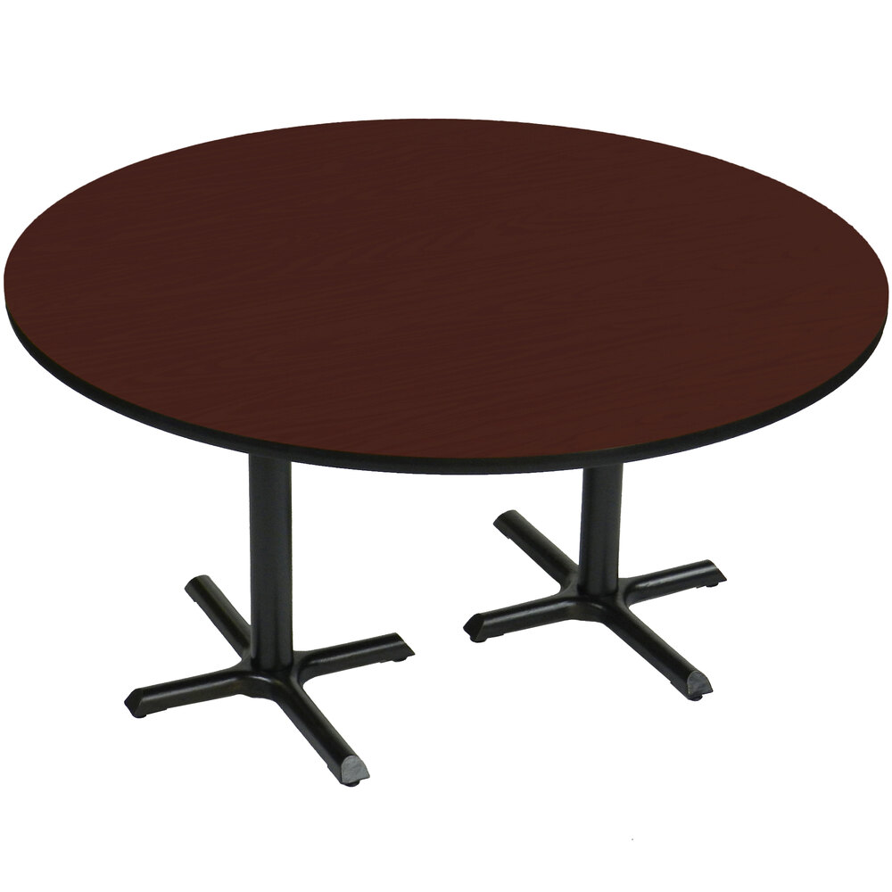 Correll 60" Round Cherry Finish / Black Table Height High Pressure Cafe ...