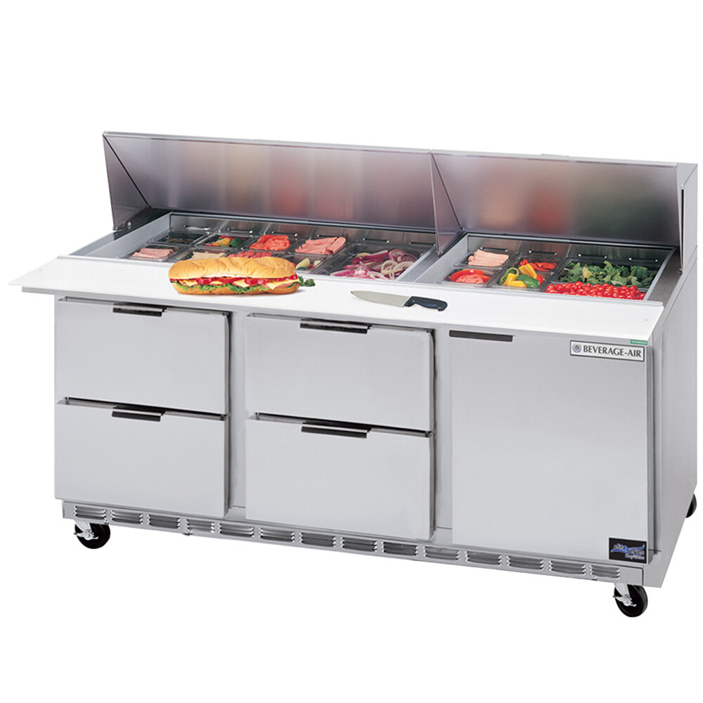 Beverage-Air SPED72HC-08-4 72" 1 Door 4 Drawer Refrigerated Sandwich ...