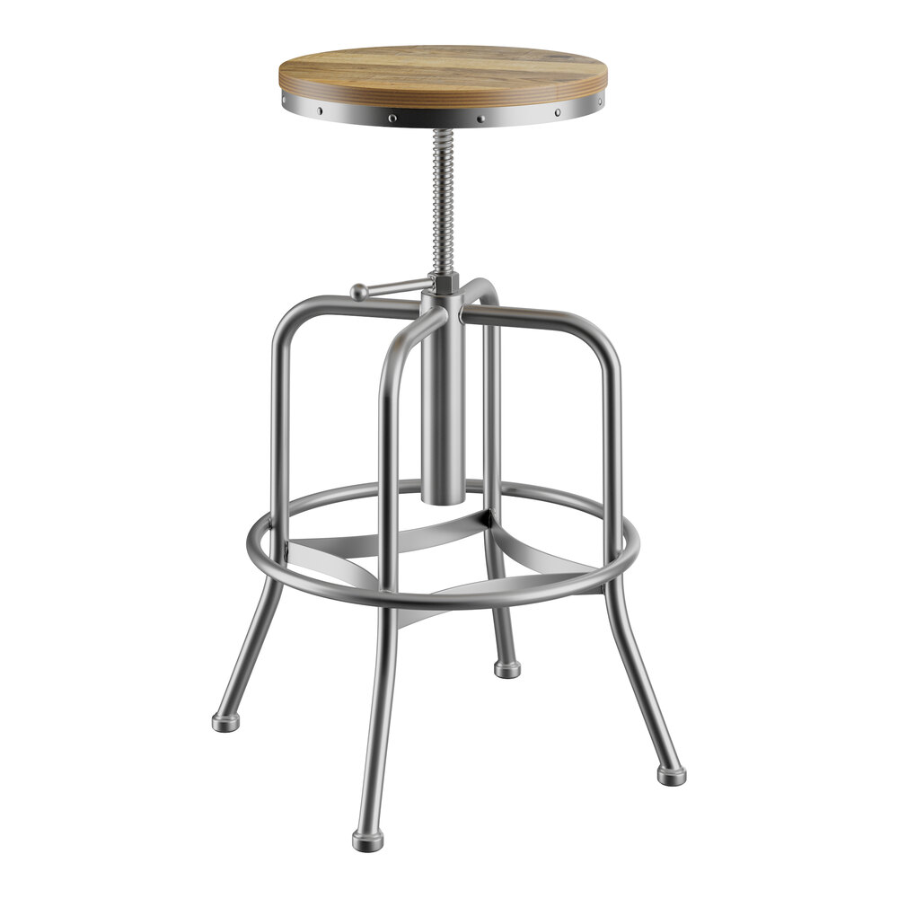 Lancaster Table & Seating Adjustable Screw Top Bar Stool with Driftwood ...