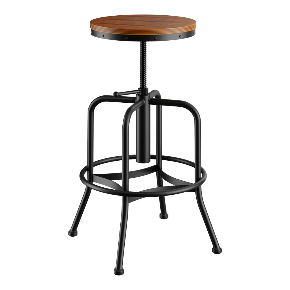 Lancaster Table & Seating Adjustable Screw Top Bar Stool with Rustic ...