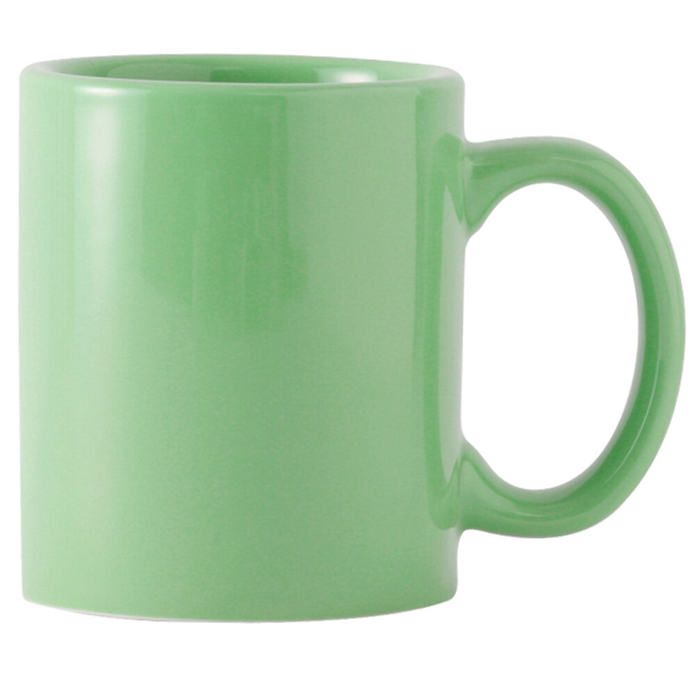 Tuxton BTM-1202 Cilantro 12 oz. China C-Handle Mug - 6/Pack