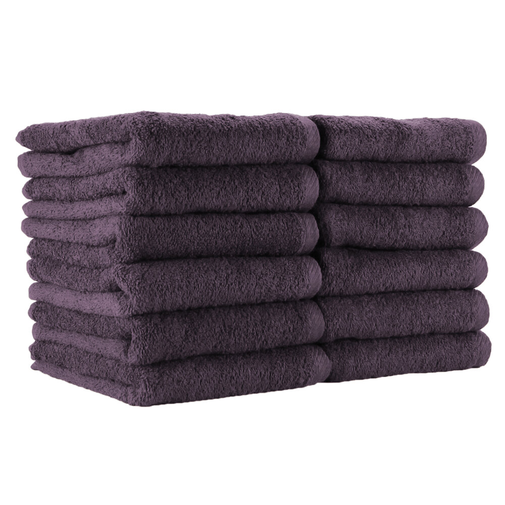 Hospeco 16" x 27" 100% Ring Spun Cotton Eggplant Bleach-Safe Hand Towel ...