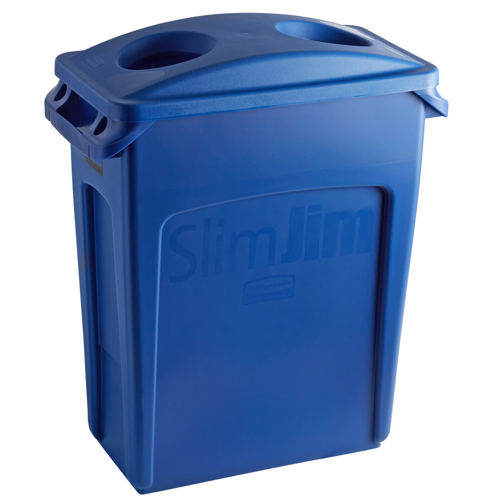 Rubbermaid® Slim Jim 64 Qt. / 16 Gallon Blue Rectangular Trash Can with ...