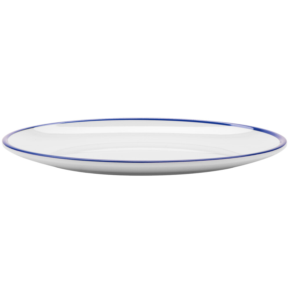 GET OP-960-W/CB Settlement Bistro 9" White with Cobalt Blue Trim ...