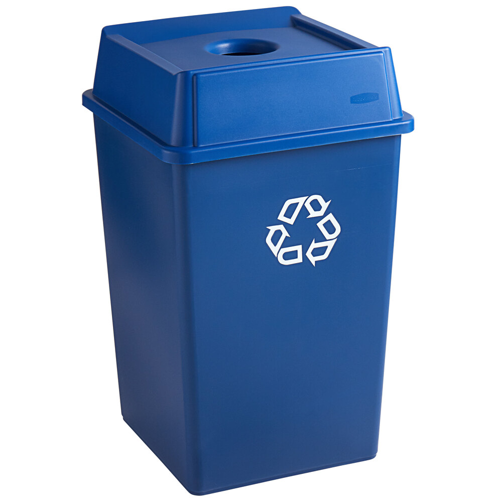 Rubbermaid® Untouchable 35 Gallon Blue Square Recycle Bin Kit with ...