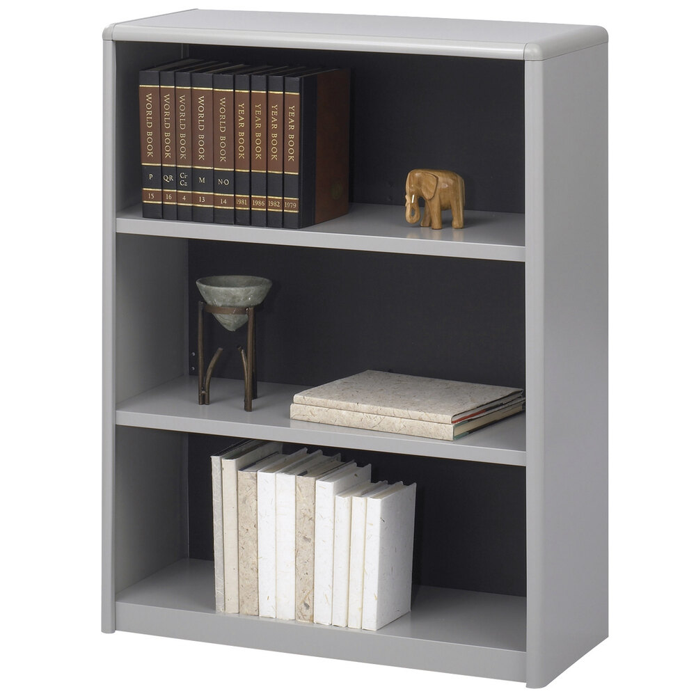 Safco 7171GR ValueMate 3-Shelf Gray Steel and Fiberboard Bookcase - 31 ...