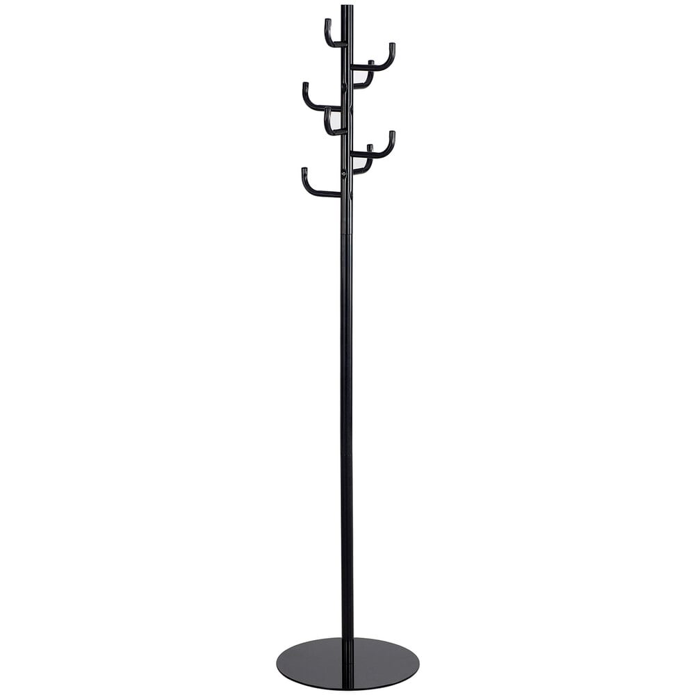 Safco 4241BL 15" x 68" Black Steel Coat Rack with Staggered Hooks