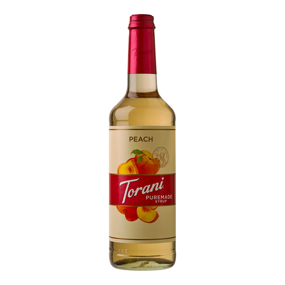 Torani Puremade Peach Flavoring Syrup 750 mL Glass Bottle