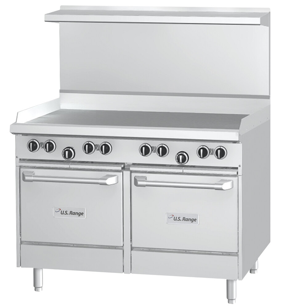 U.S. Range U48-G48SS Natural Gas 48" Range with Manual Griddle Top and ...