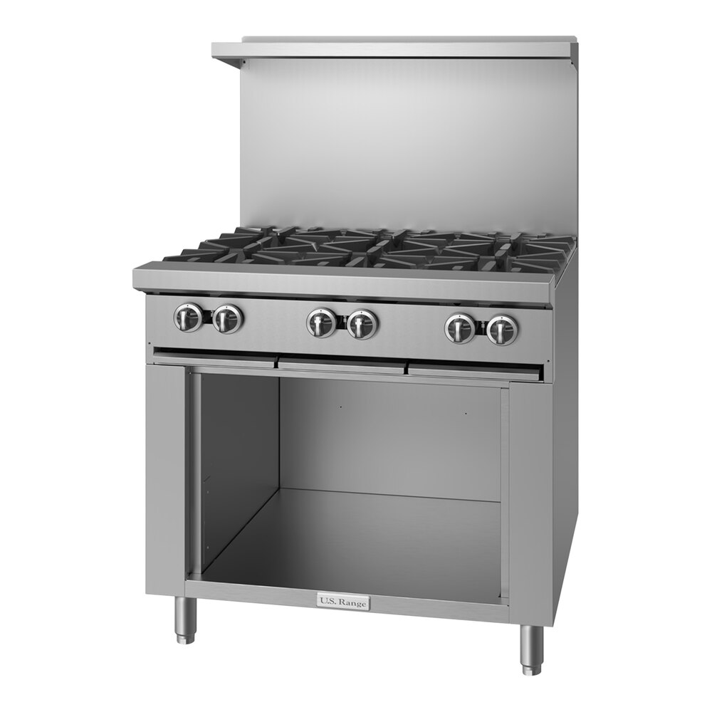 U.S. Range U36-6S Natural Gas 6 Burner 36" Range with Cabinet Base ...