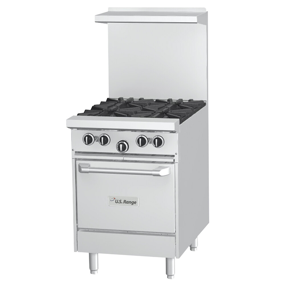 U.S. Range U24-4S Liquid Propane 4 Burner 24" Range with Cabinet Base ...