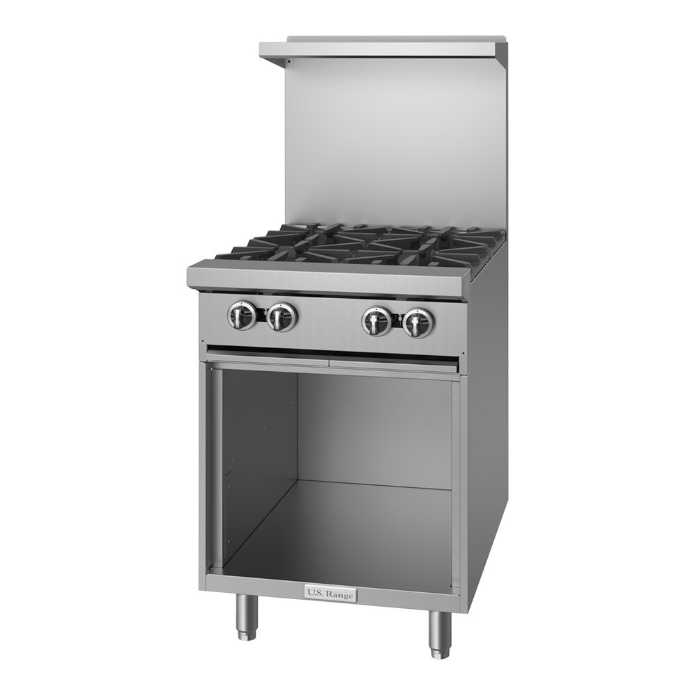 U.S. Range U24-4S Natural Gas 4 Burner 24" Range with Cabinet Base ...