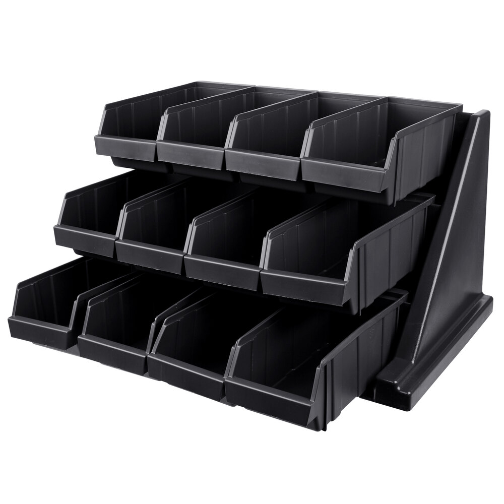 Cambro 12RS12110 Versa Black Self Serve 3-Tier Condiment Stand with 12 ...